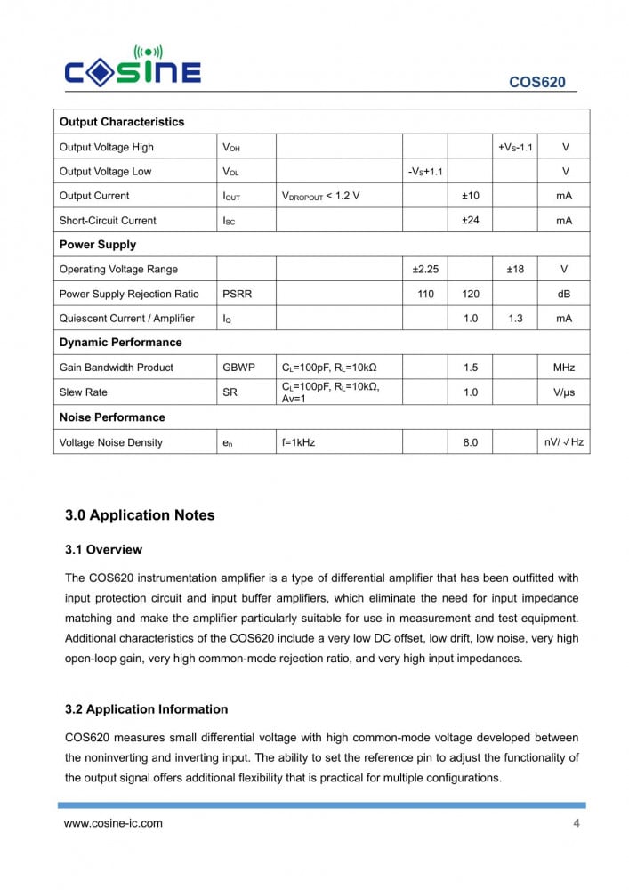 COS620ARZ datasheet page 4