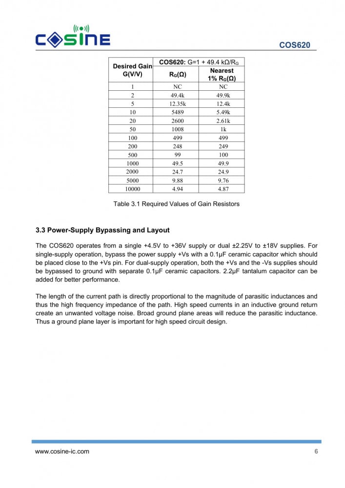 COS620ARZ datasheet page 6