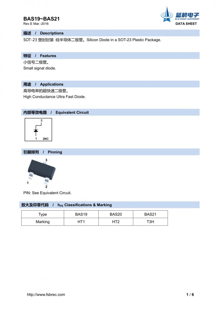 BLUE ROCKET BAS21 datasheet page 1