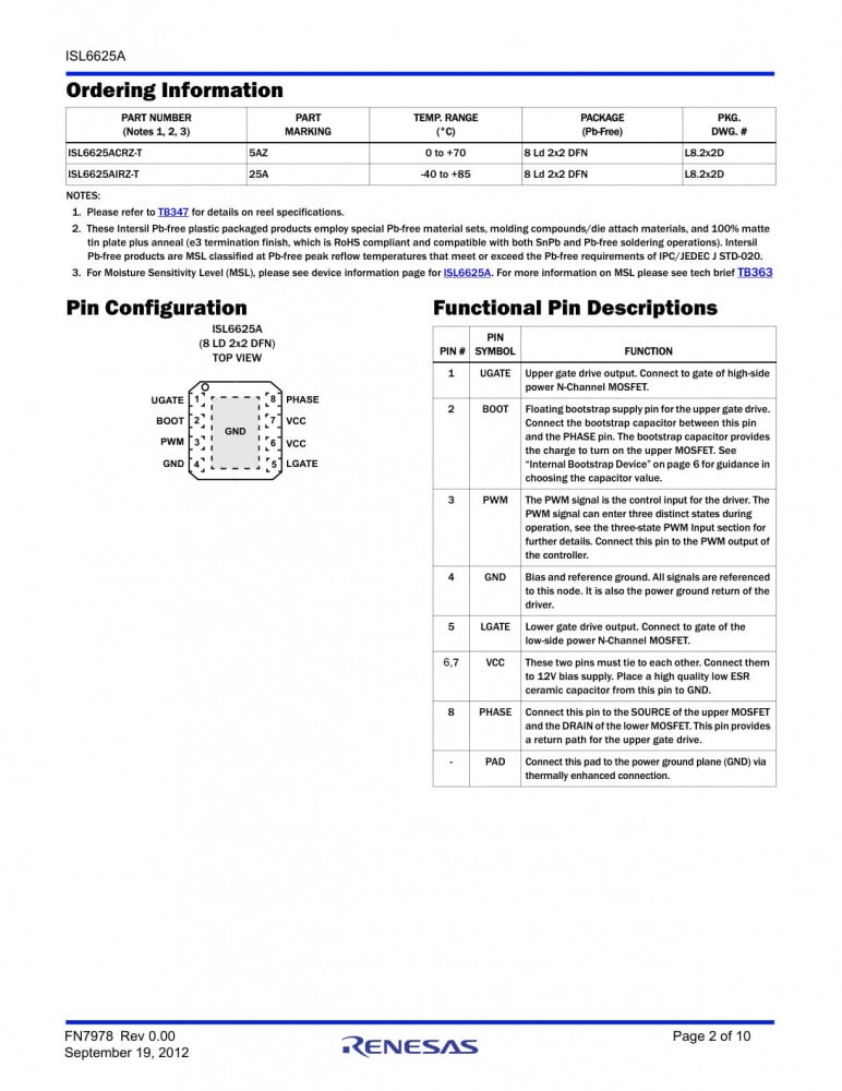 ISL6625A datasheet page 2