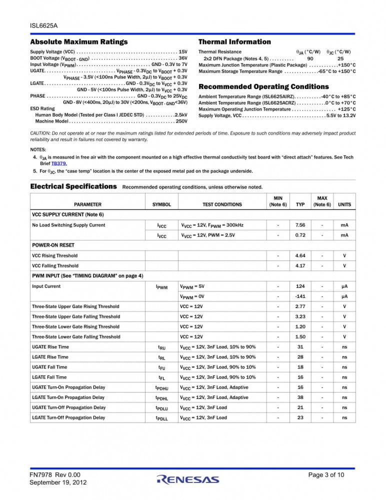 ISL6625A datasheet page 3