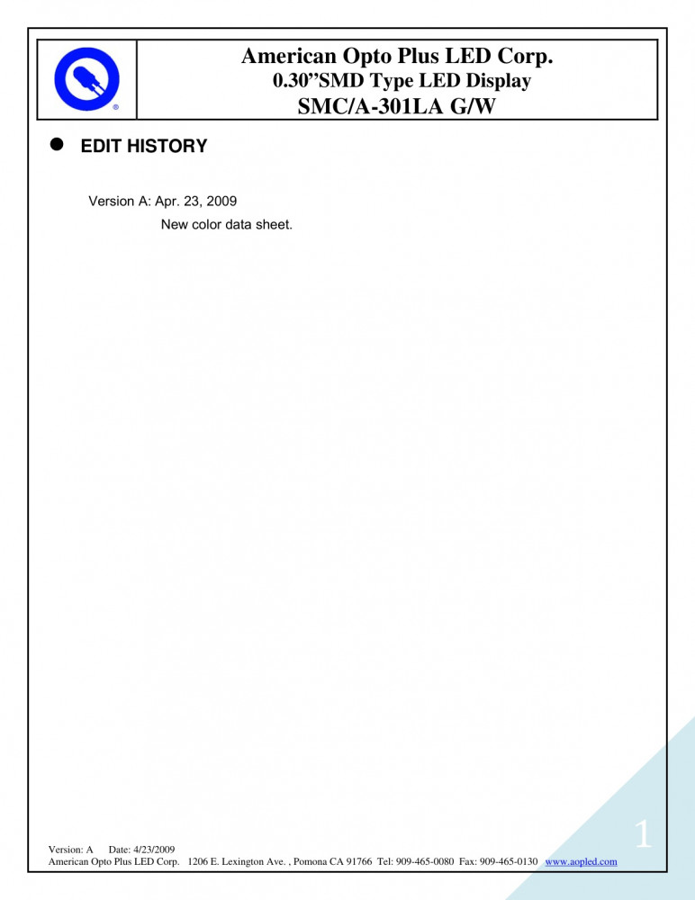 SMA301LA technical document page 1