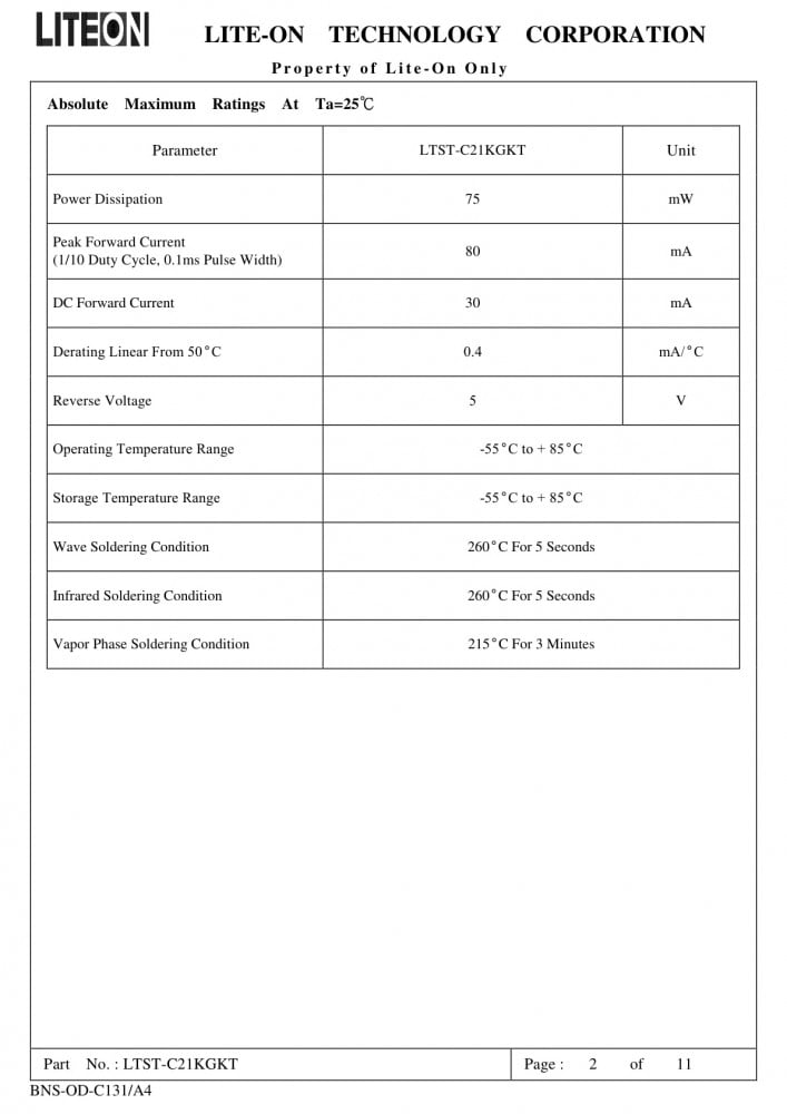 LTST-C21KGKT datasheet page 3