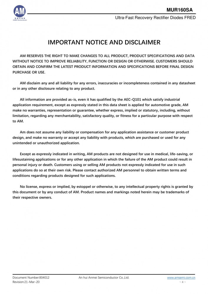 MUR160SA datasheet page 4