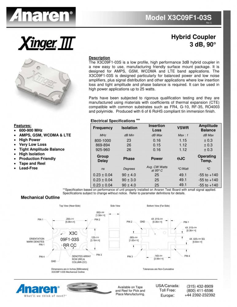 X3C09F1-03S datasheet page 1