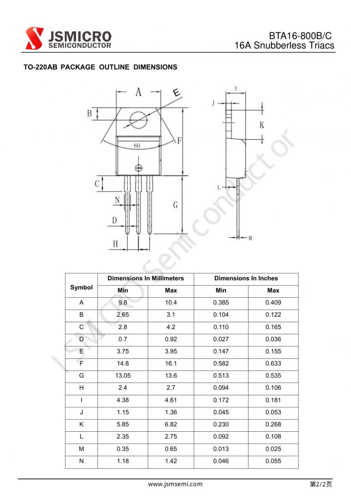 BTA16-800BRG datasheet page 2