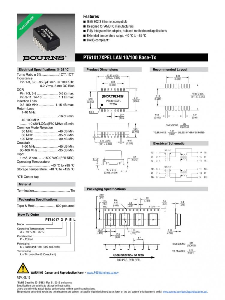 PT61017XPEL datasheet page 1