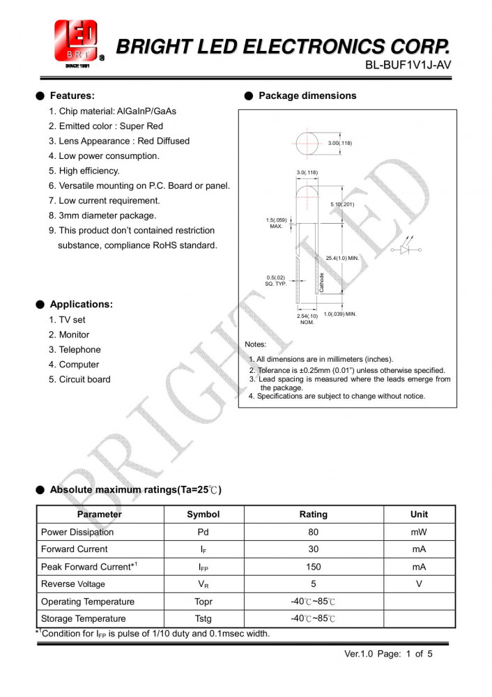 BL-BUF1V1J-AV datasheet page 1