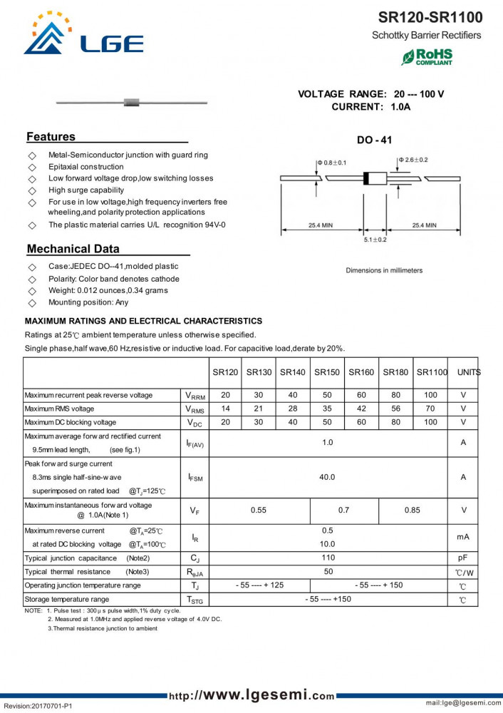 LGE SR1100 datasheet page 1