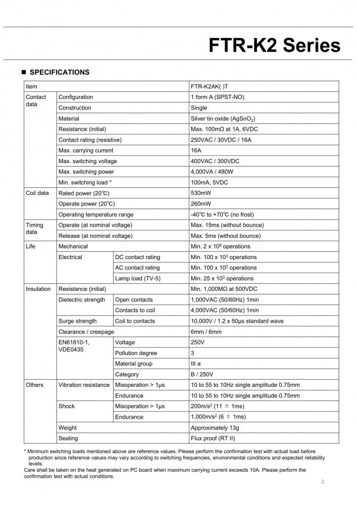 FTR-K2 datasheet page 2