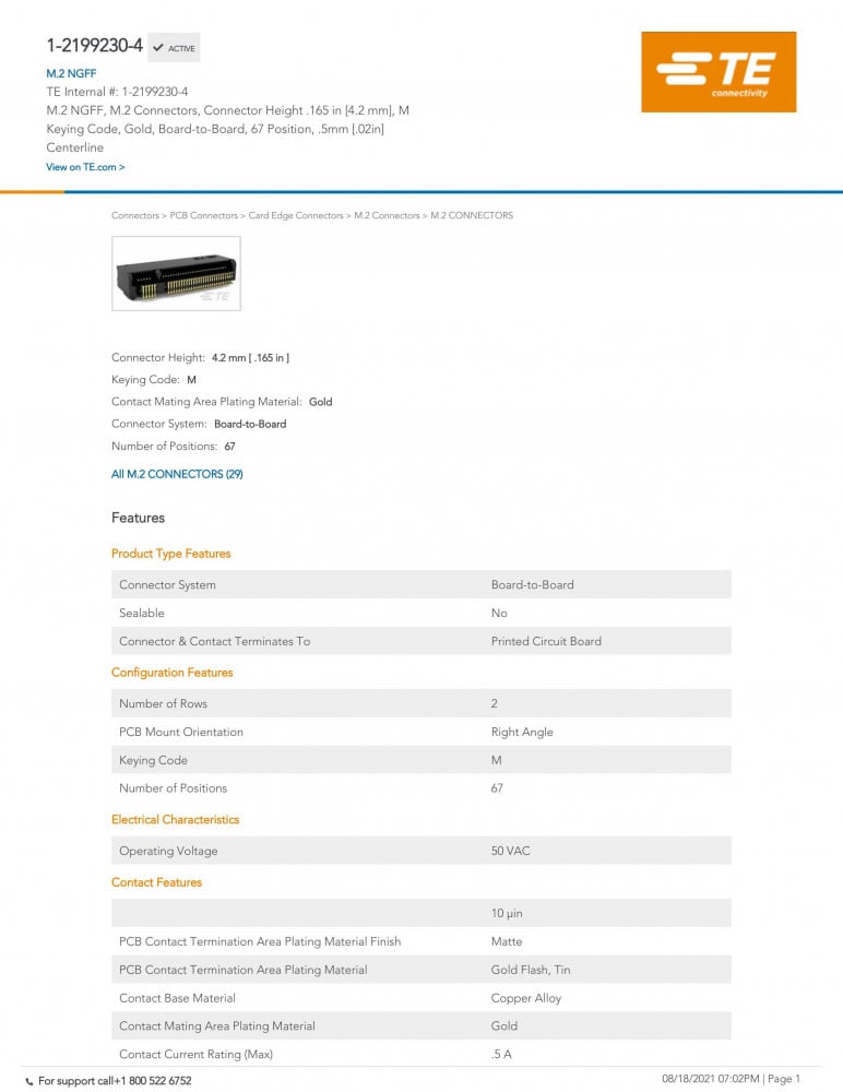 TE Connectivity document page 1