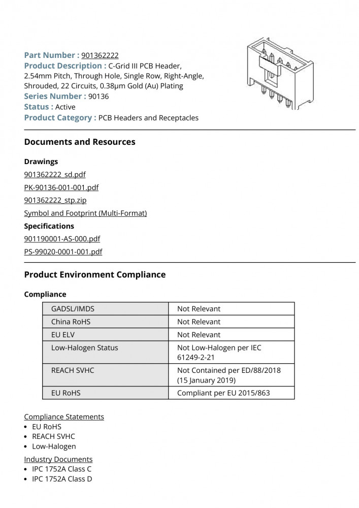 MOLEX 901362222 technical document preview, page 1