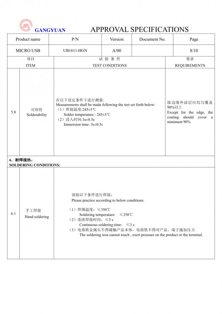 UB1611-HGN approval specification page 8