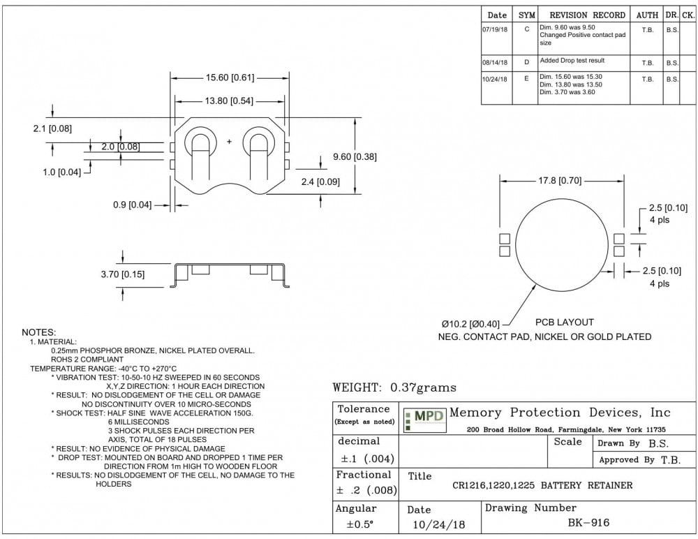 MPD BK-916-TR technical drawing