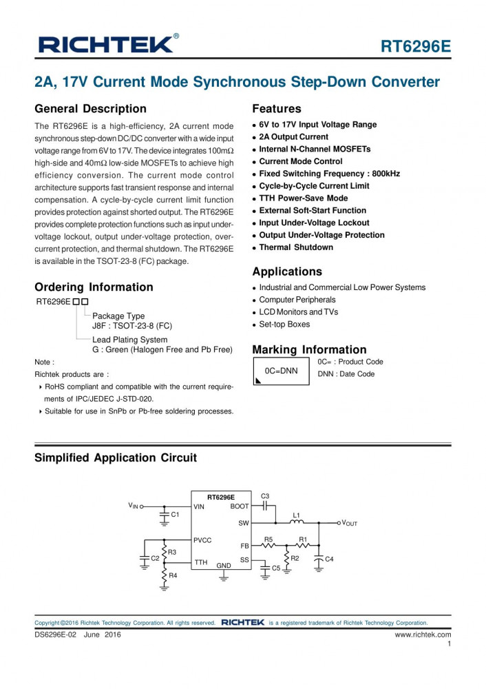 RT6296E datasheet page 1