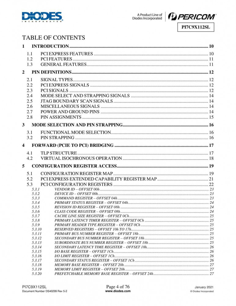 PI7C9X112SL datasheet page 4