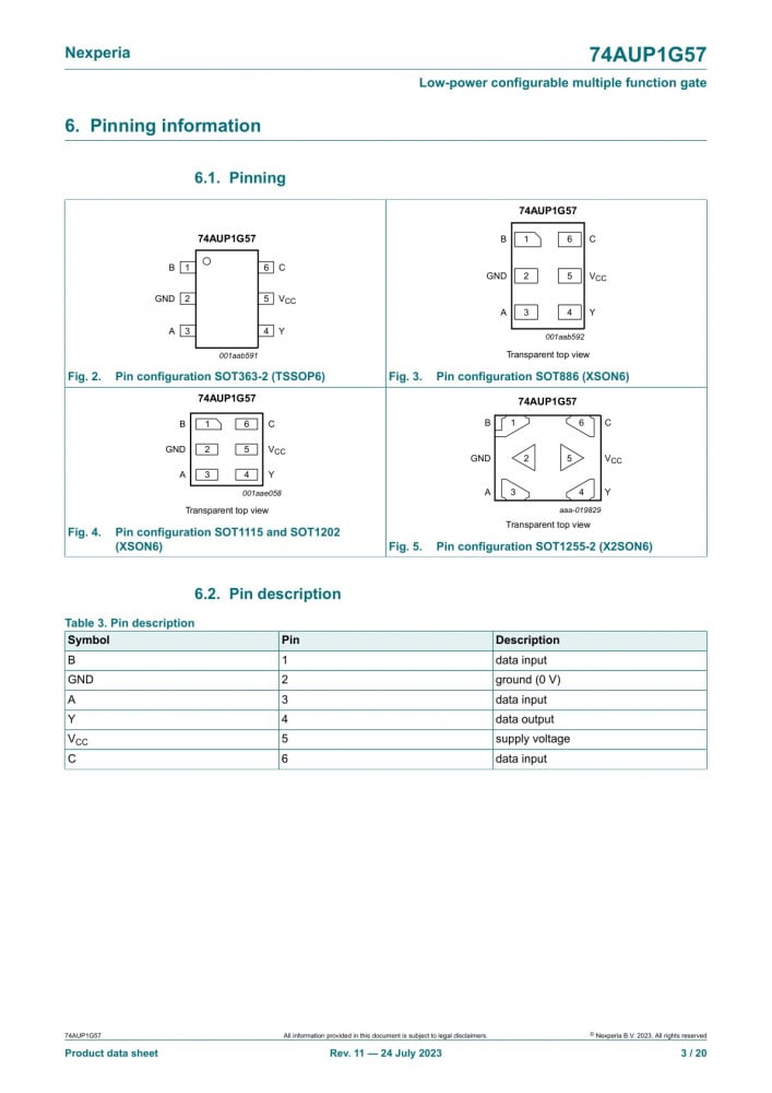 74AUP1G57 datasheet page 3