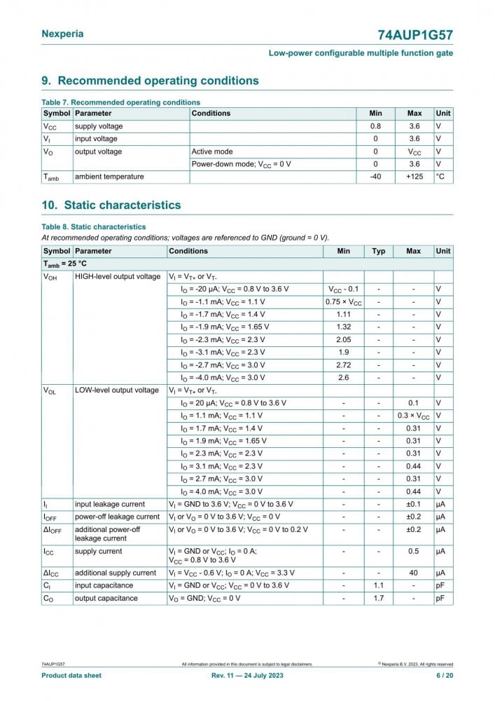 74AUP1G57 datasheet page 6