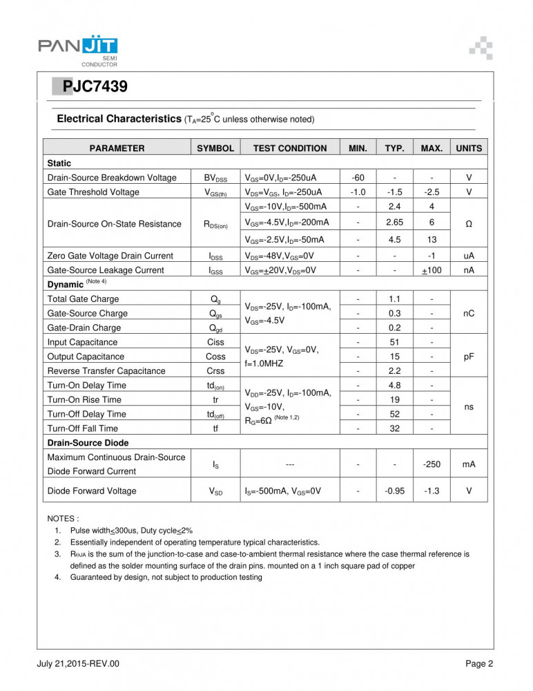 PJC7439 datasheet page 2