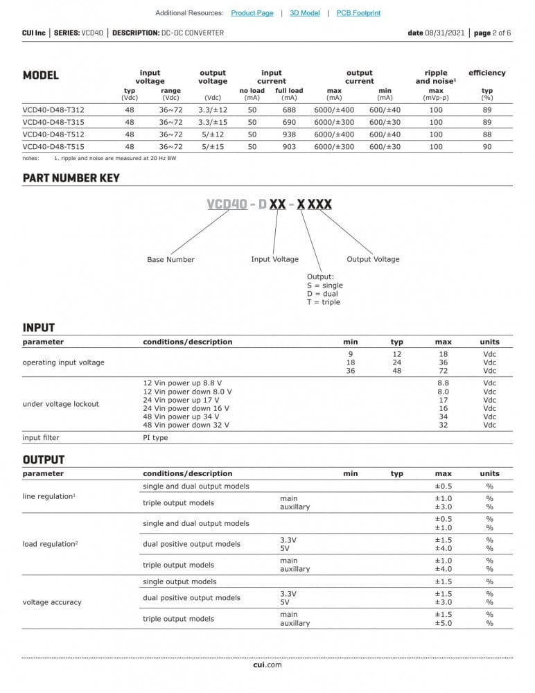CUI VCD40 datasheet page 2