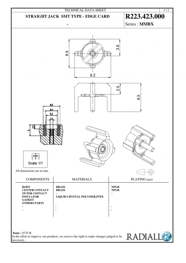 Radiall R223423000 technical document preview, page 1