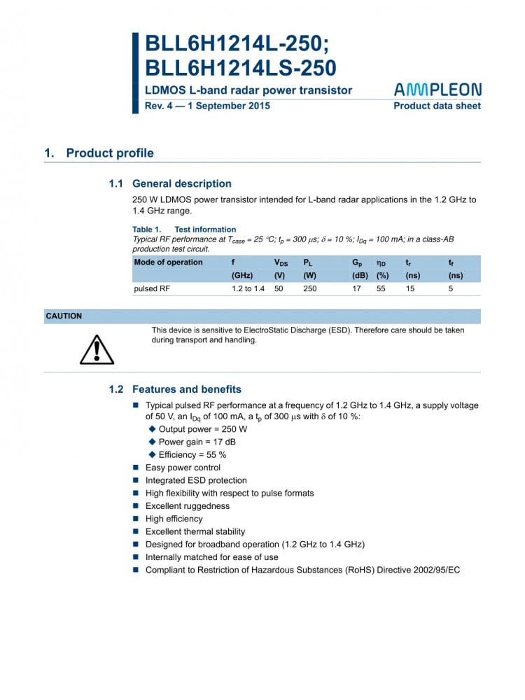 BLL6H1214LS-250 datasheet page 1