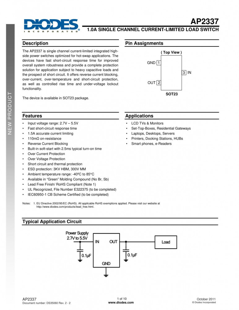 AP2337SA-7 datasheet page 1
