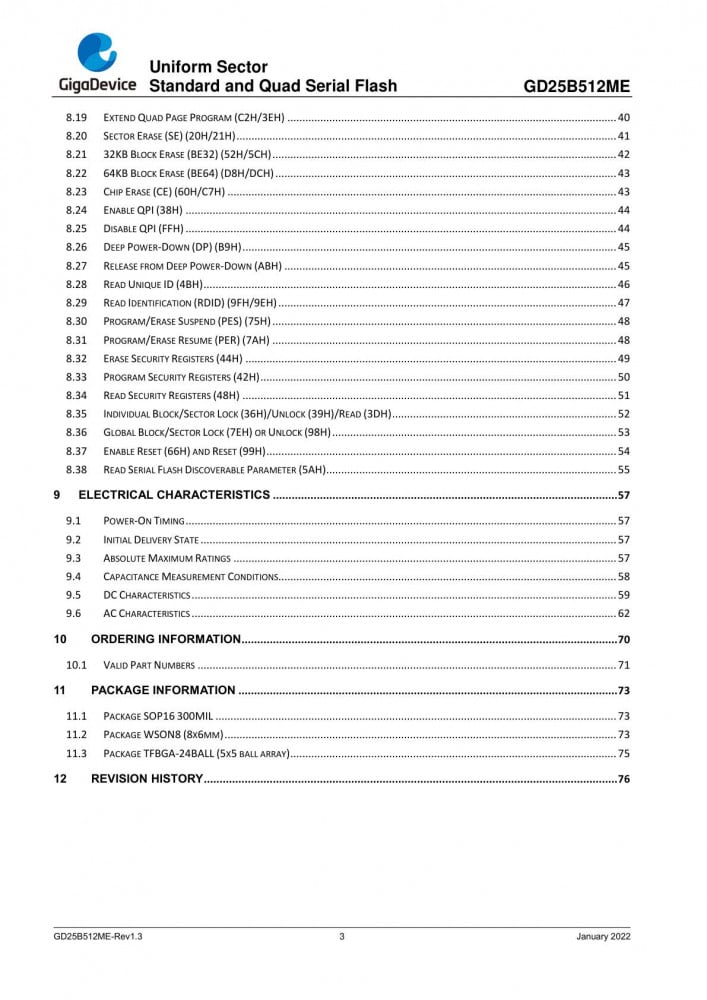 GD25B512ME datasheet page 3
