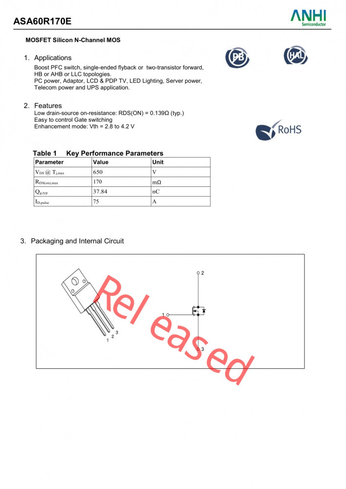 ASA60R170E datasheet page 1