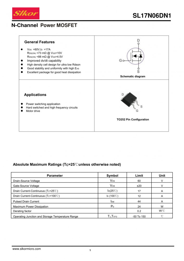 SL17N06DN1 datasheet page 1