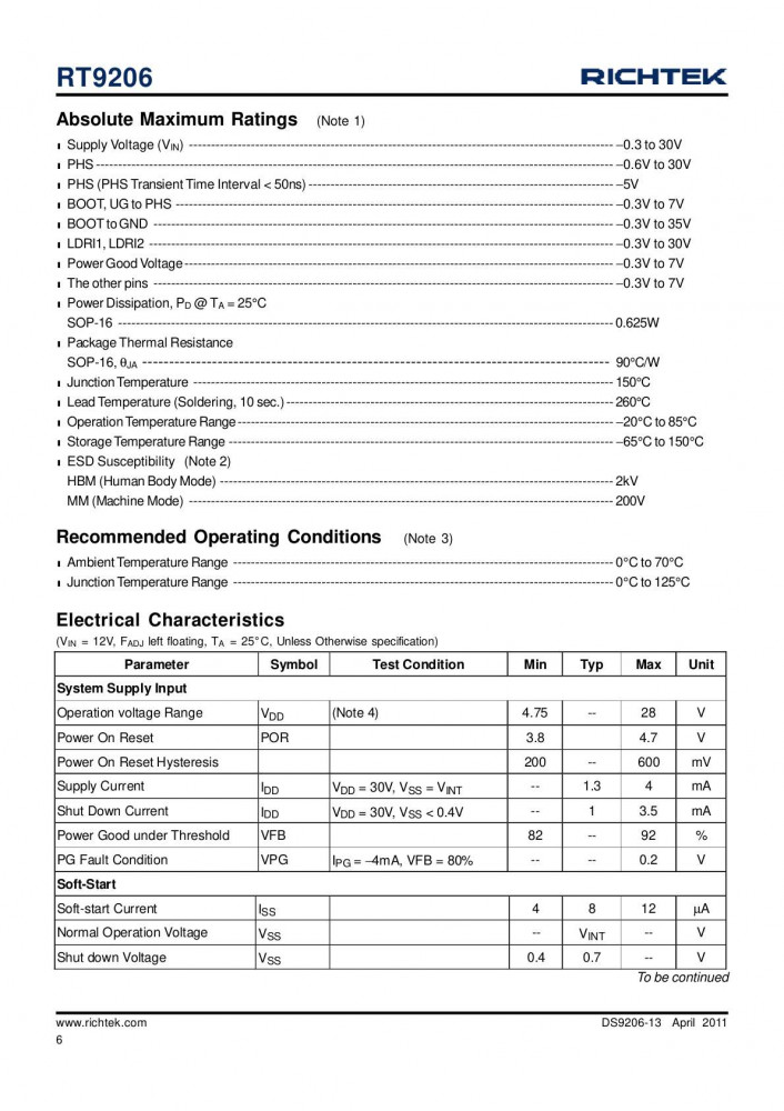 RT9206GS datasheet page 6