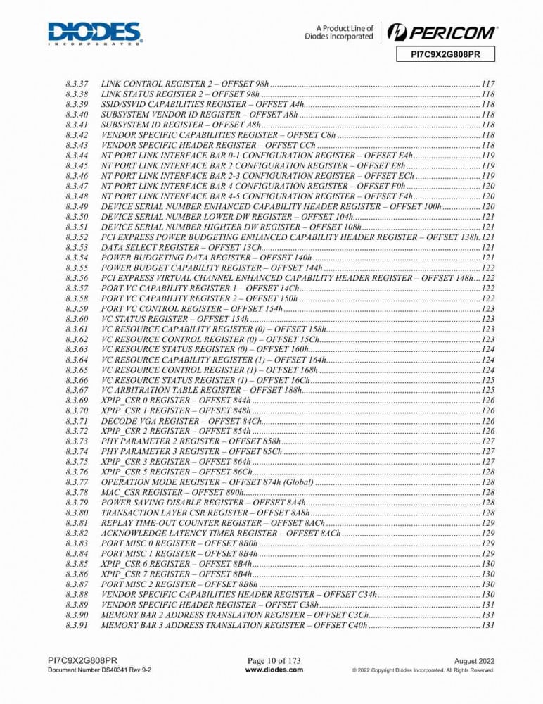 PI7C9X2G808PR datasheet page 10