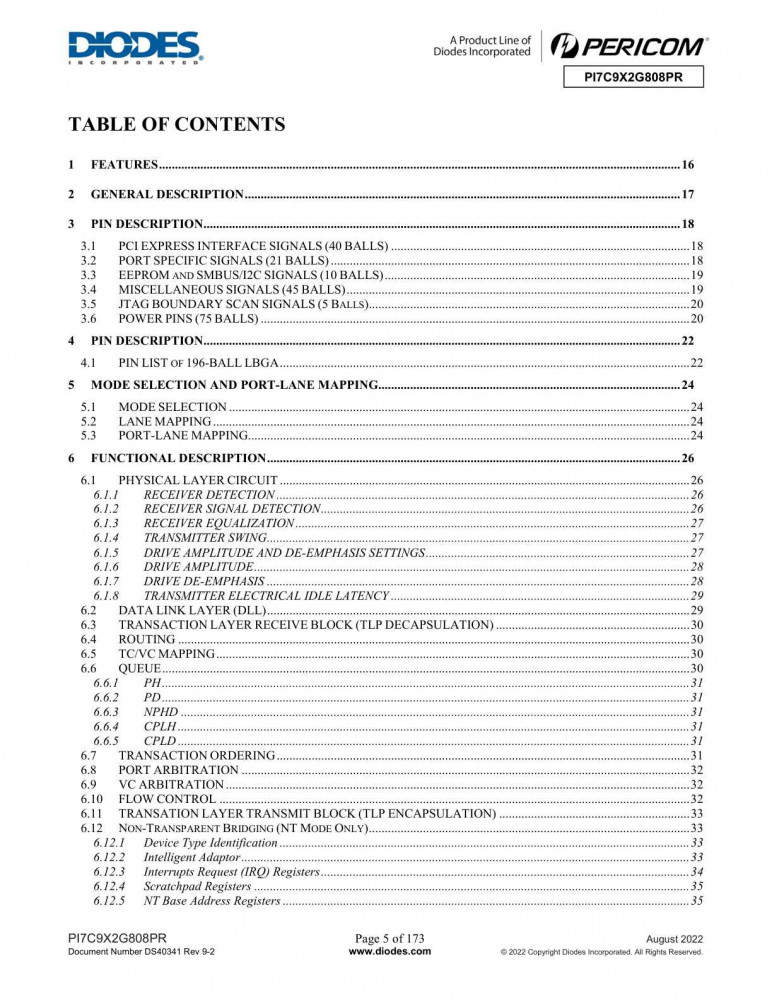 PI7C9X2G808PR datasheet page 5