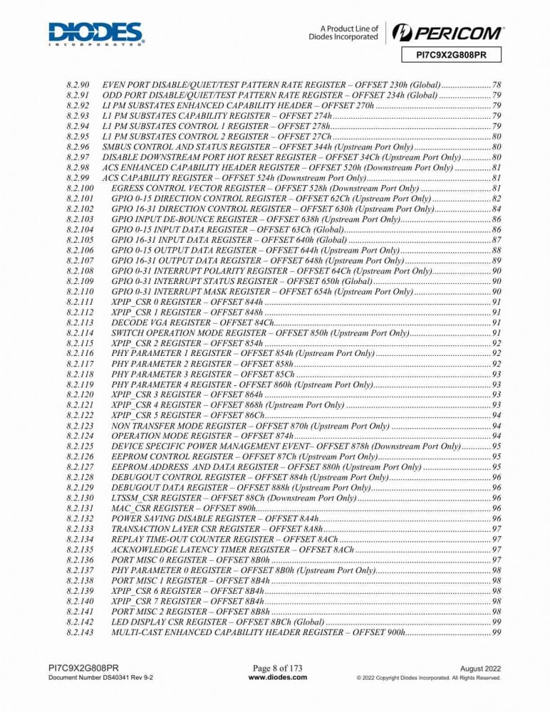 PI7C9X2G808PR datasheet page 8