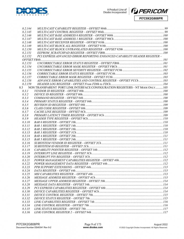 PI7C9X2G808PR datasheet page 9