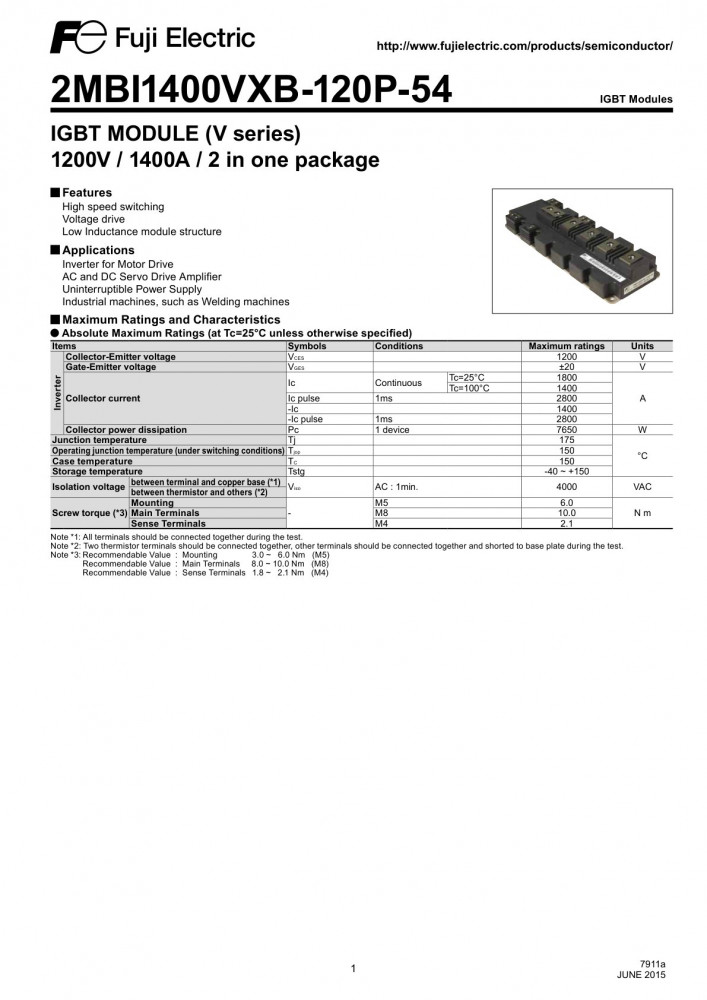 2MBI1400VXB-120P-54 datasheet page 1