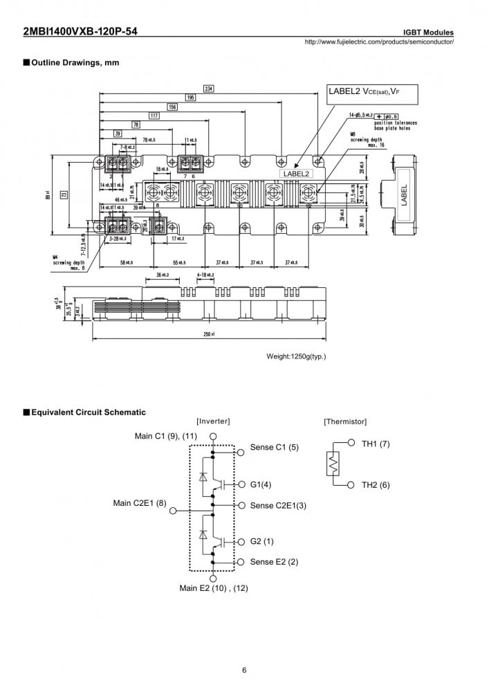 2MBI1400VXB-120P-54 datasheet page 6
