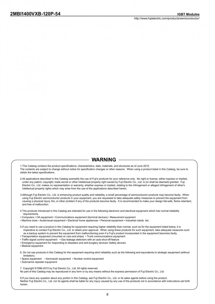 2MBI1400VXB-120P-54 datasheet page 8