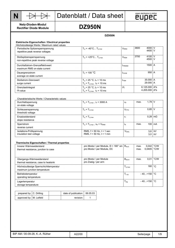 DZ950N36K datasheet page 1