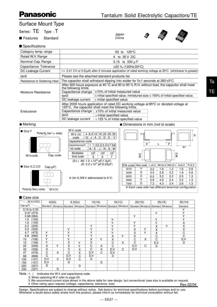 PANASONIC ECS-T1AC226R document page 1