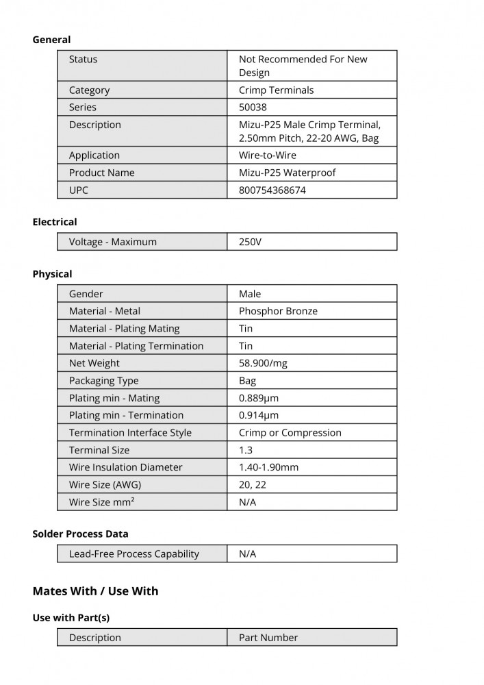 MOLEX 500388100 product document image, page 2