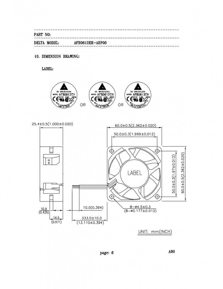 AFB0612EH-ABF00 label drawing