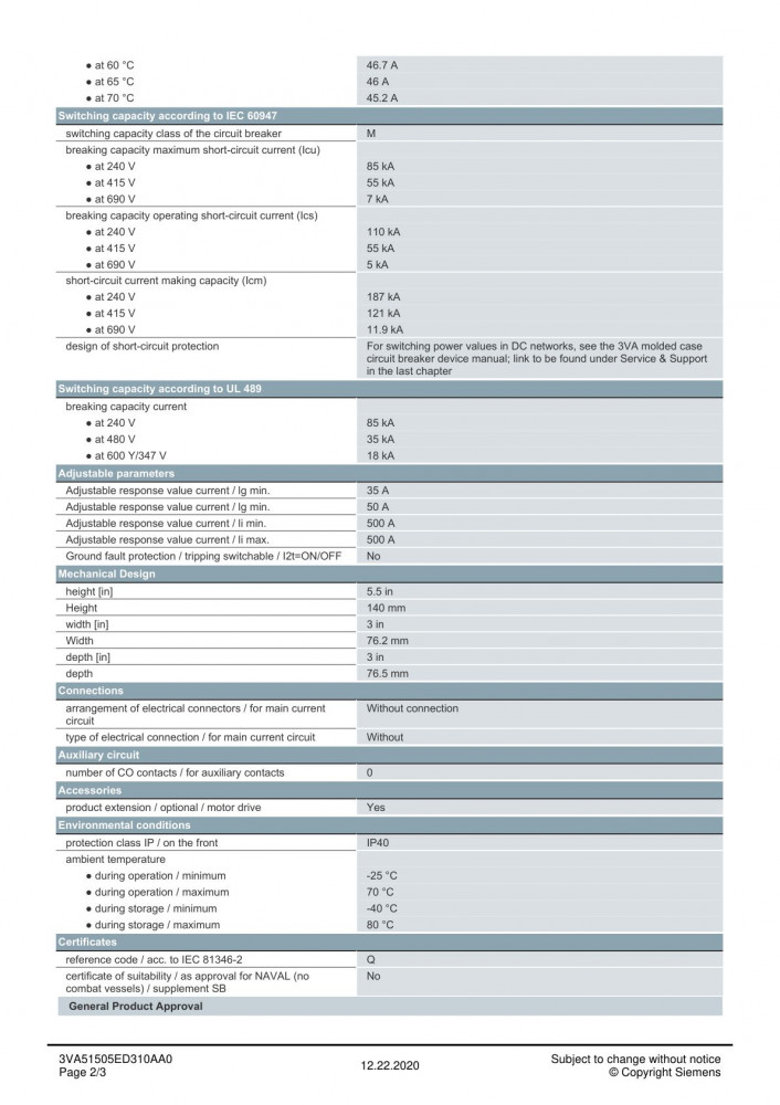 3VA5150-5ED31-0AA0 datasheet page 2
