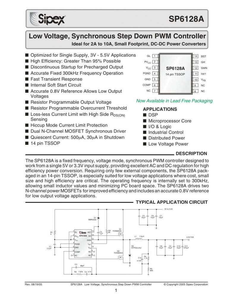 SP6128AEY-L/TR datasheet page 1