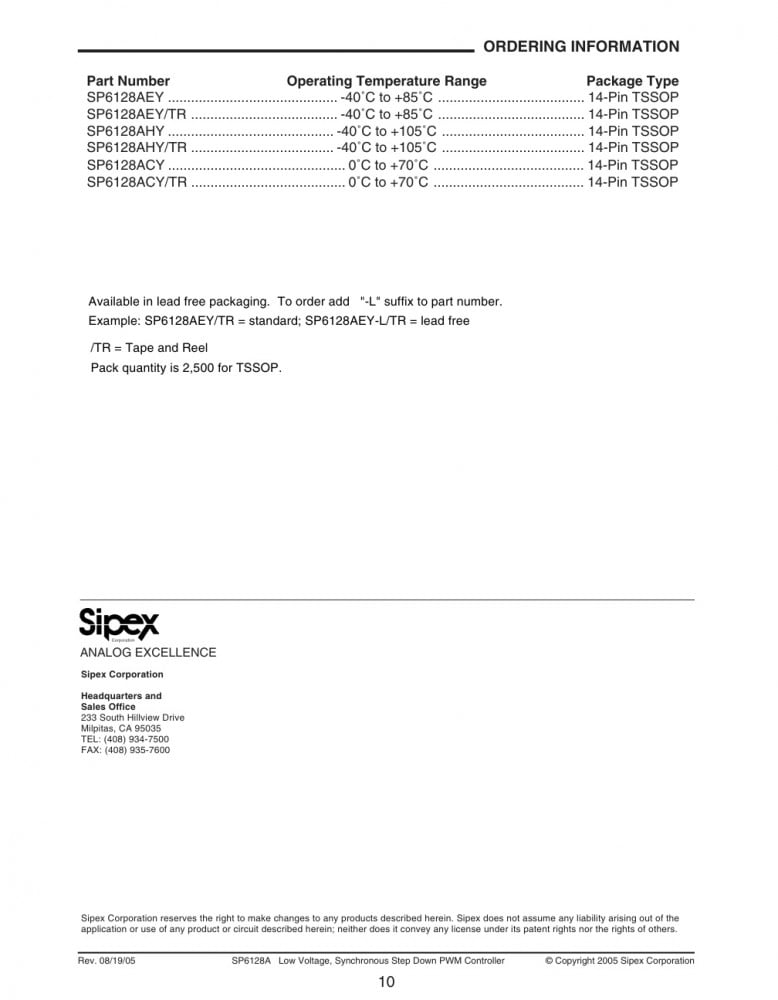 SP6128AEY-L/TR datasheet page 10