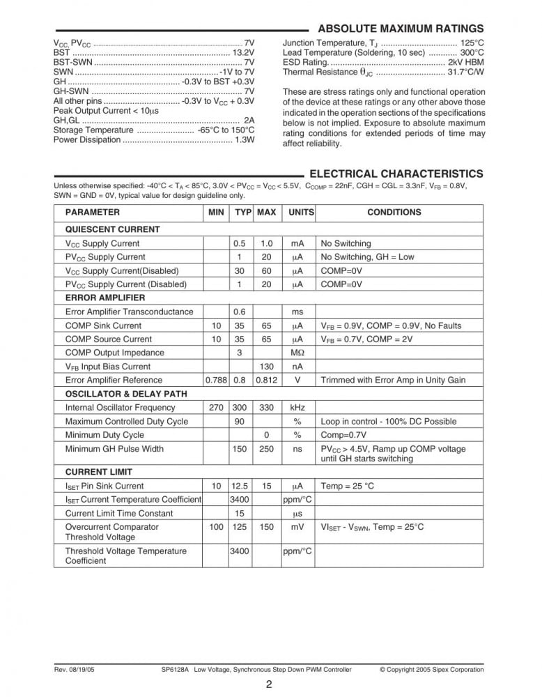 SP6128AEY-L/TR datasheet page 2