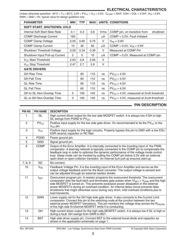 SP6128AEY-L/TR datasheet page 3