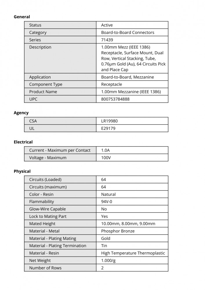 Product document image 2 for Molex 714390364