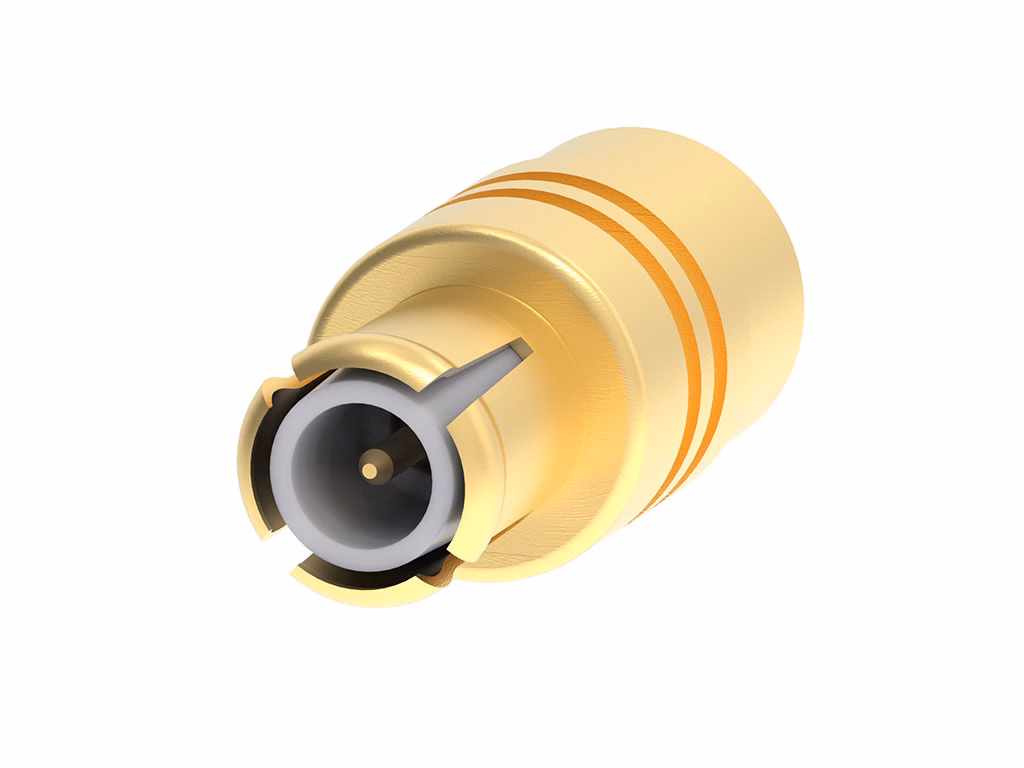 SMP-MAX Plug, Straight, Detent, Panel Mount, Thread-in Body, 0.05µm Gold (Au) Flash Plating, Tray, 50 Ohms