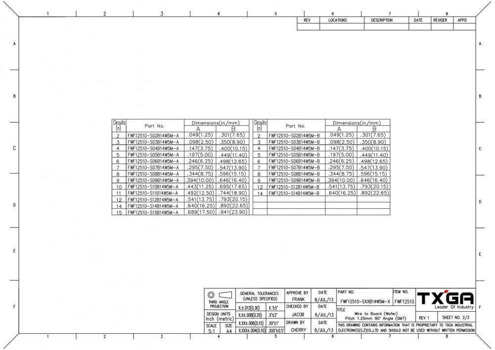 TXGA FWF12510 drawing page 2